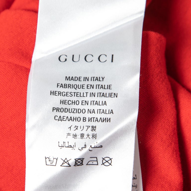 Gucci Red Logo Printed Crew Neck T-Shirt L For Sale at 1stDibs