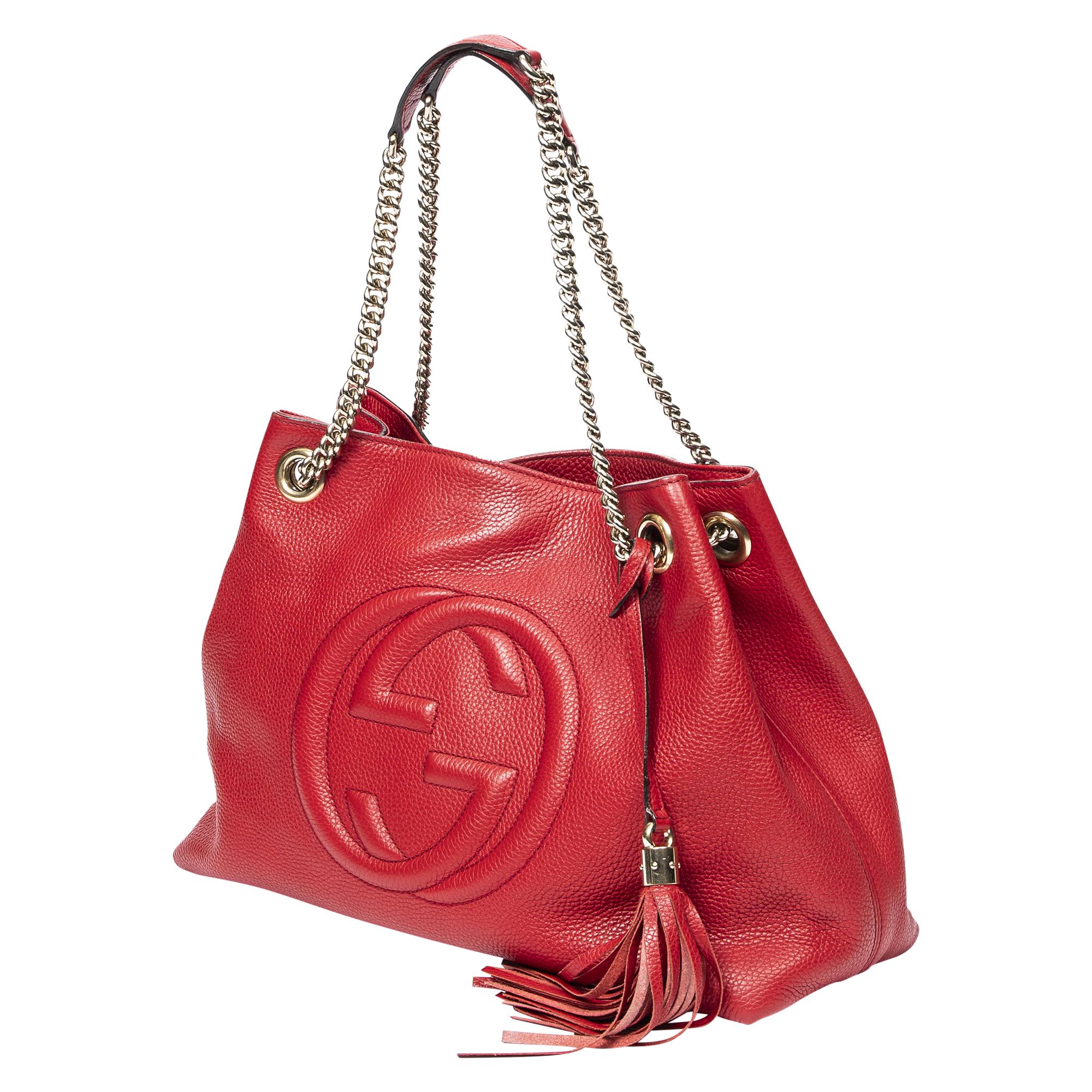 Gucci Red Logo Tote For Sale at 1stDibs