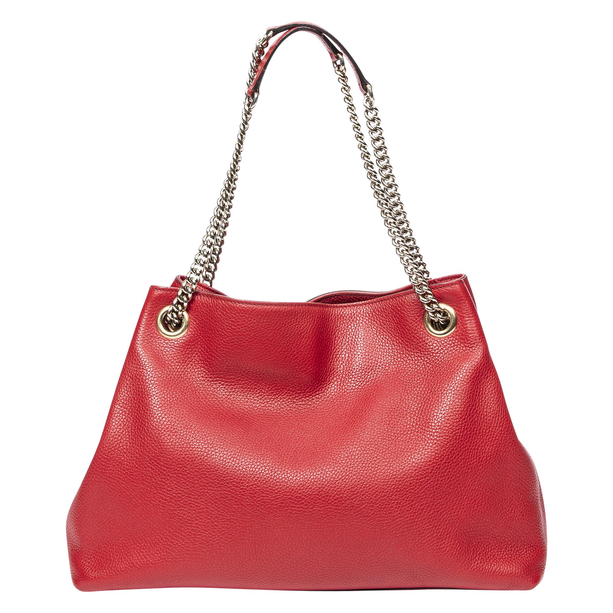 Gucci Red Logo Tote For Sale at 1stDibs