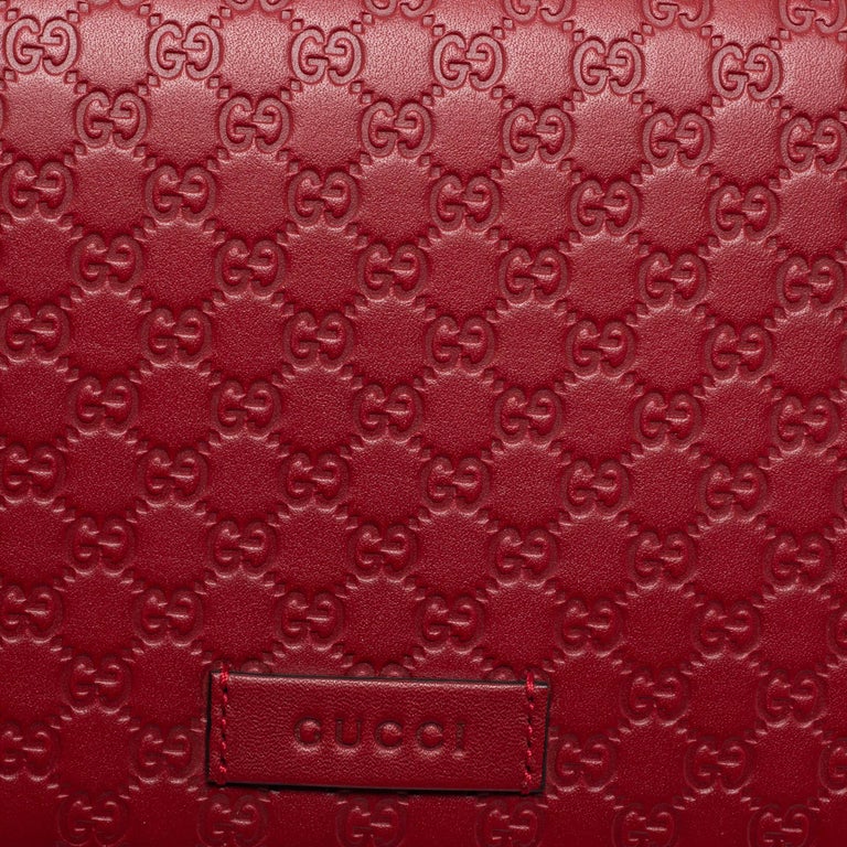 Gucci Red Microguccissima Leather Flap Crossbody Bag For Sale at 1stDibs