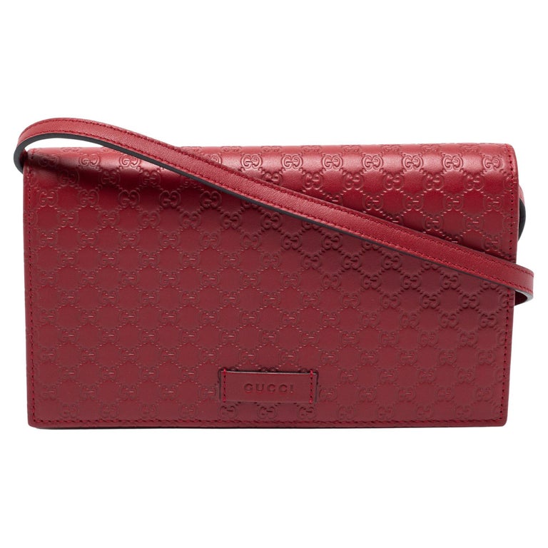 Gucci Red Microguccissima Leather Flap Crossbody Bag For Sale at 1stDibs