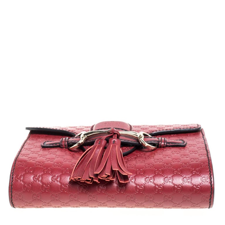 Gucci Red Microguccissima Leather Mini Emily Chain Shoulder Bag at 1stDibs