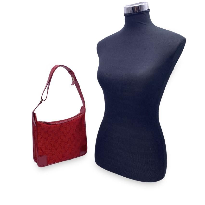 Gucci Red Monogram Canvas Patent Leather Hobo Shoulder Bag For Sale at ...