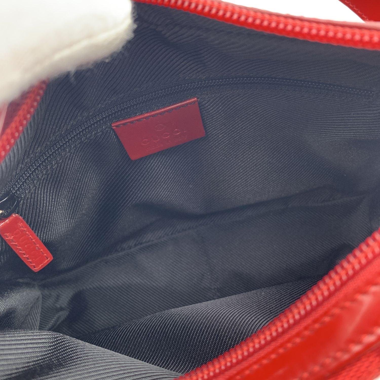 Gucci Red Monogram Canvas Patent Leather Hobo Shoulder Bag For Sale at ...