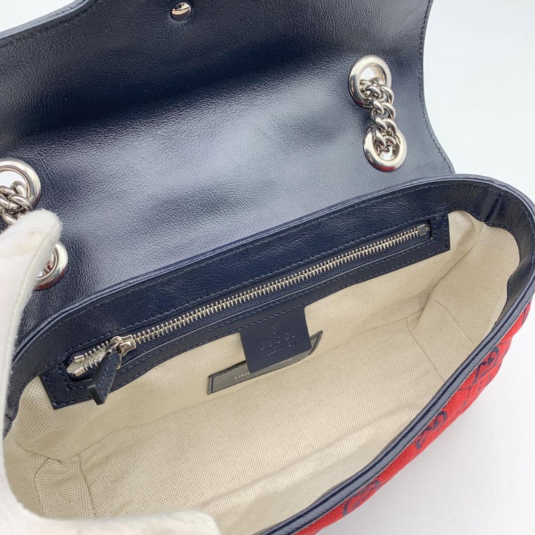 Gucci Red Monogram Matelassé Diagonal Canvas Marmont Shoulder Bag For ...