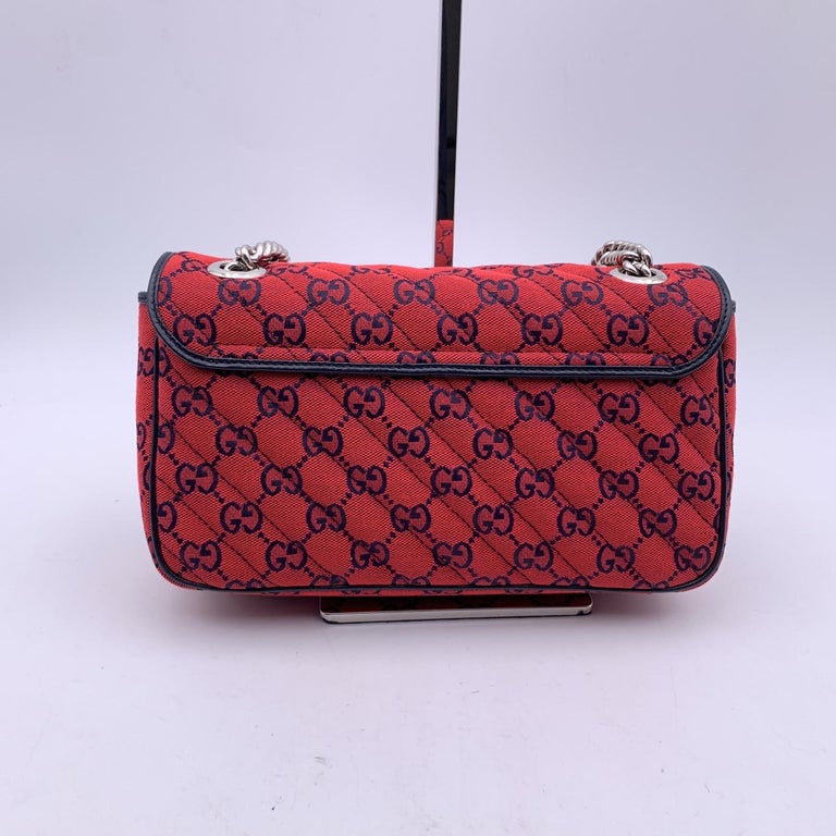 Gucci Red Monogram Matelassé Diagonal Canvas Marmont Shoulder Bag For ...