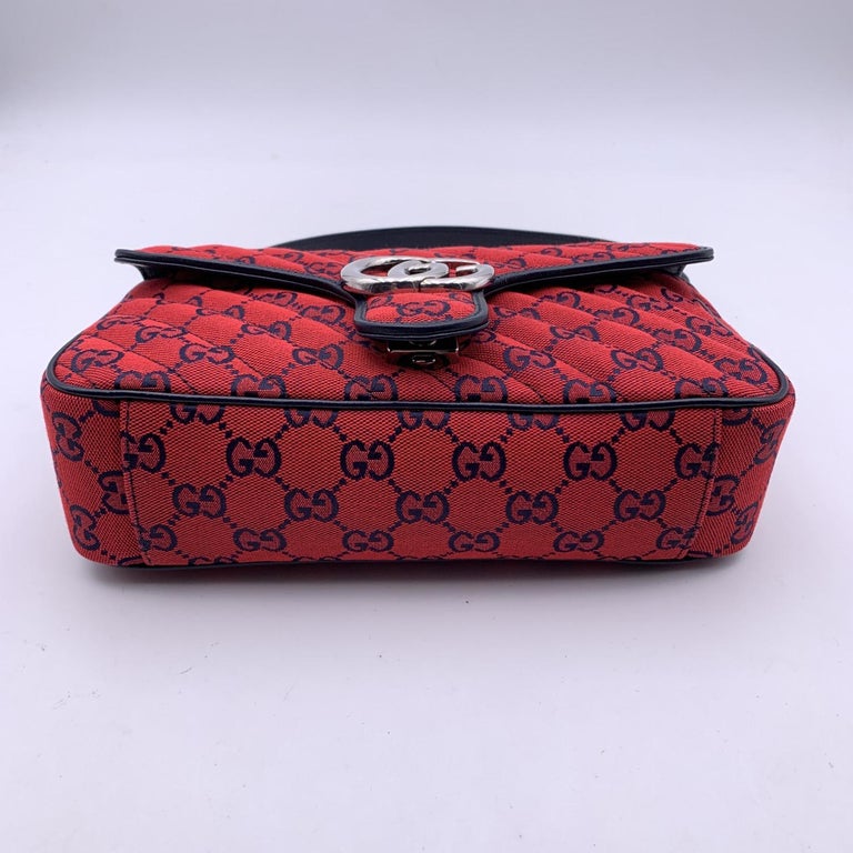 Gucci Red Monogram Matelassé Diagonal Canvas Marmont Shoulder Bag For ...