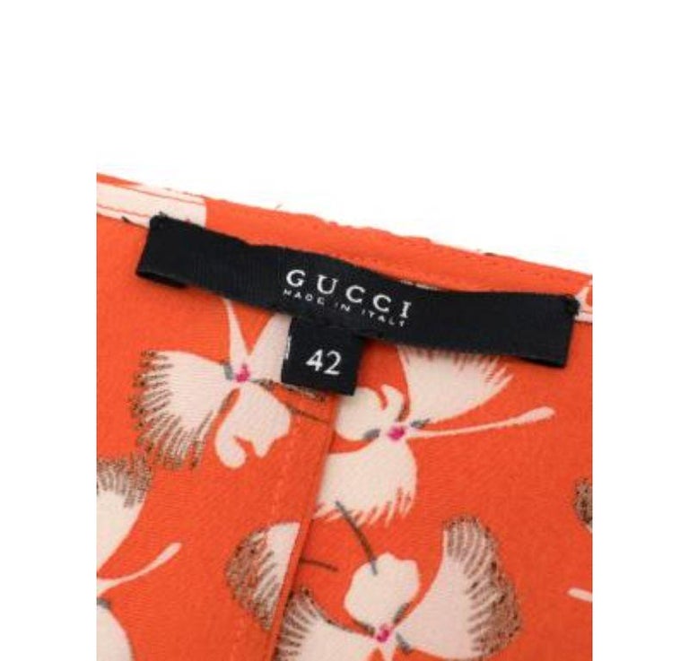 Gucci Red Silk Floral Printed Top with Belt For Sale at 1stDibs