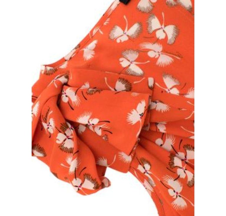 Gucci Red Silk Floral Printed Top with Belt For Sale at 1stDibs
