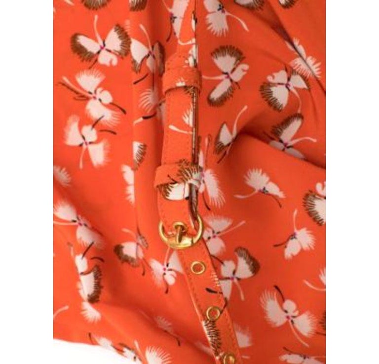 Gucci Red Silk Floral Printed Top with Belt For Sale at 1stDibs