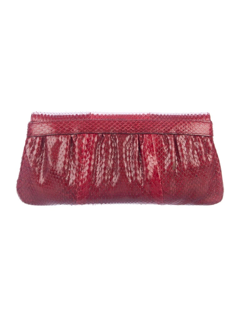 Gucci Red Snakeskin Exotic Bamboo Evening Foldover Envelope Flap Clutch ...