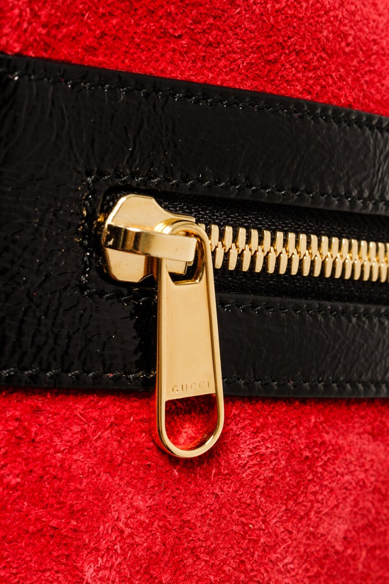 Gucci Red Suede Black Leather Ophidia Small Shoulder Bag at 1stDibs