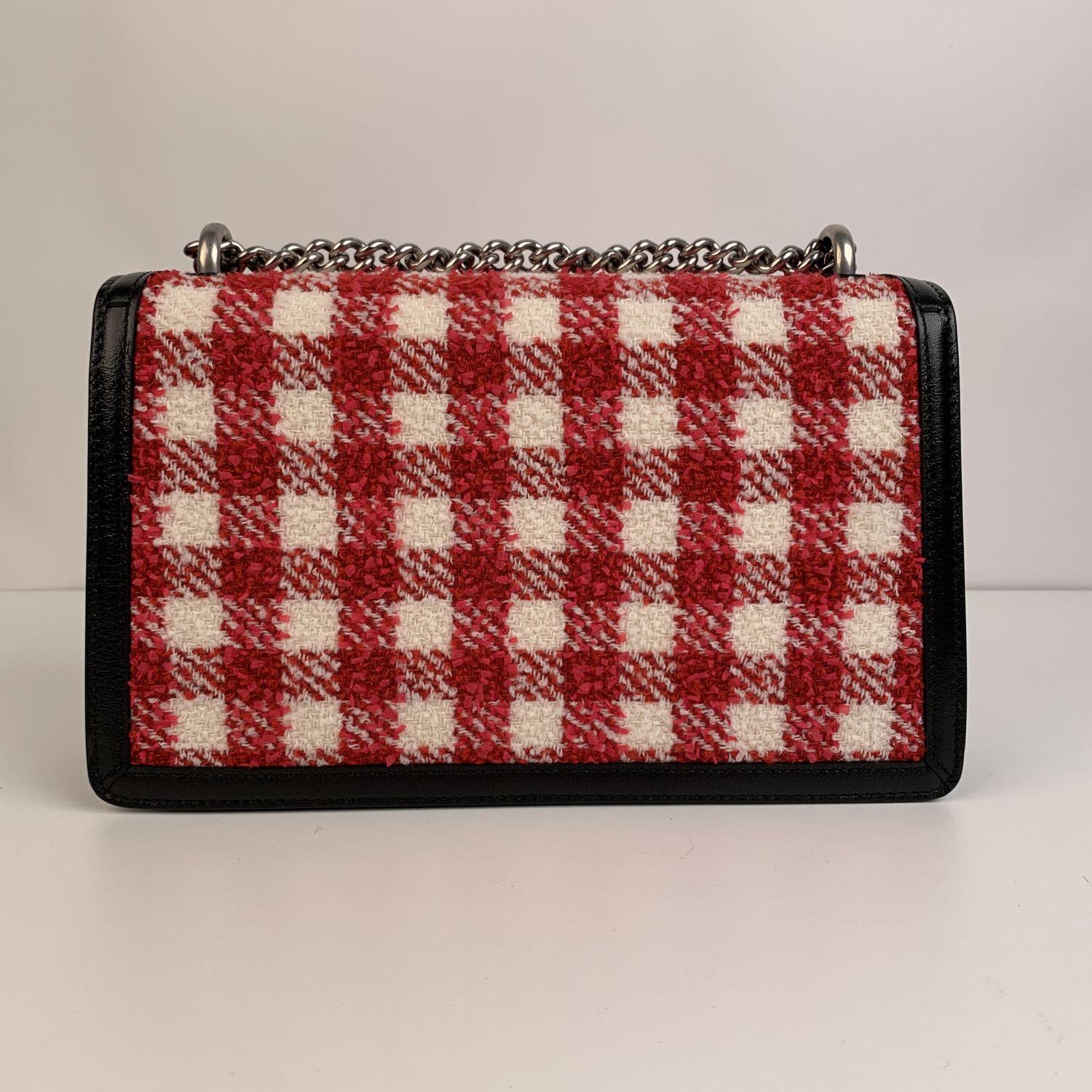 Gucci Red White Vichy Check Dionysus Small Tweed Shoulder Bag For Sale ...