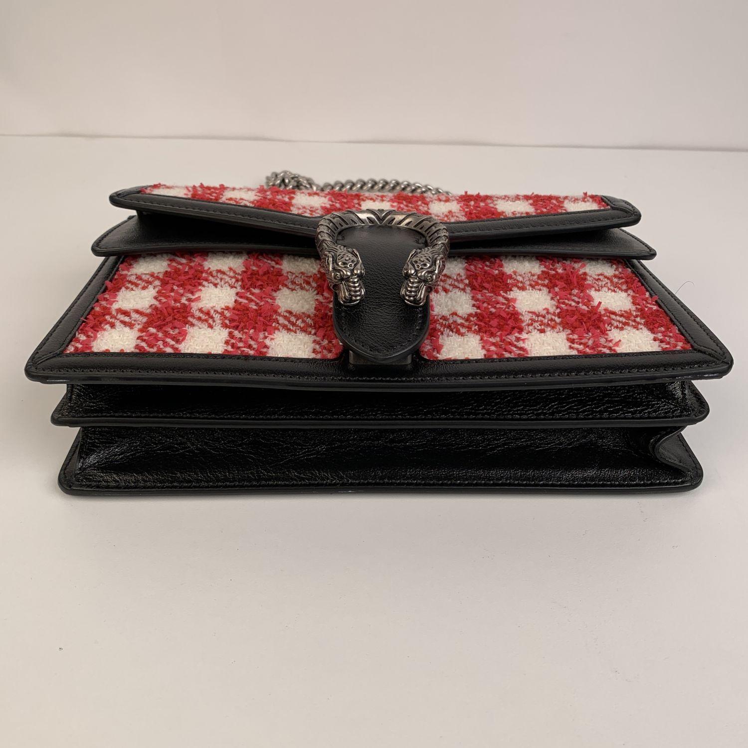 Gucci Red White Vichy Check Dionysus Small Tweed Shoulder Bag For Sale ...