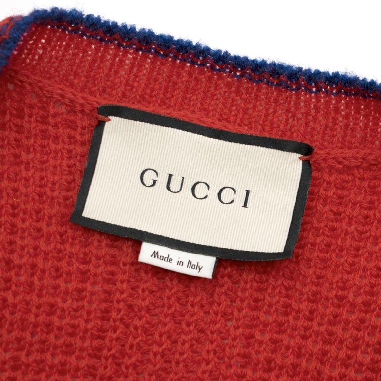 Gucci Red Wool Red Elephant Patch Cardigan XS at 1stDibs | gucci red ...