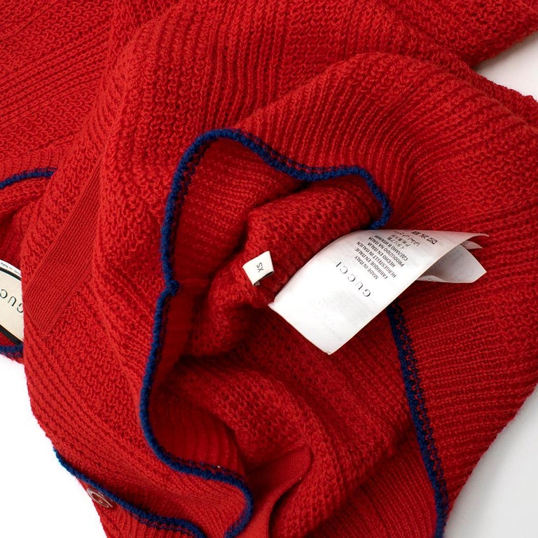 Gucci Red Wool Red Elephant Patch Cardigan XS at 1stDibs | gucci red ...