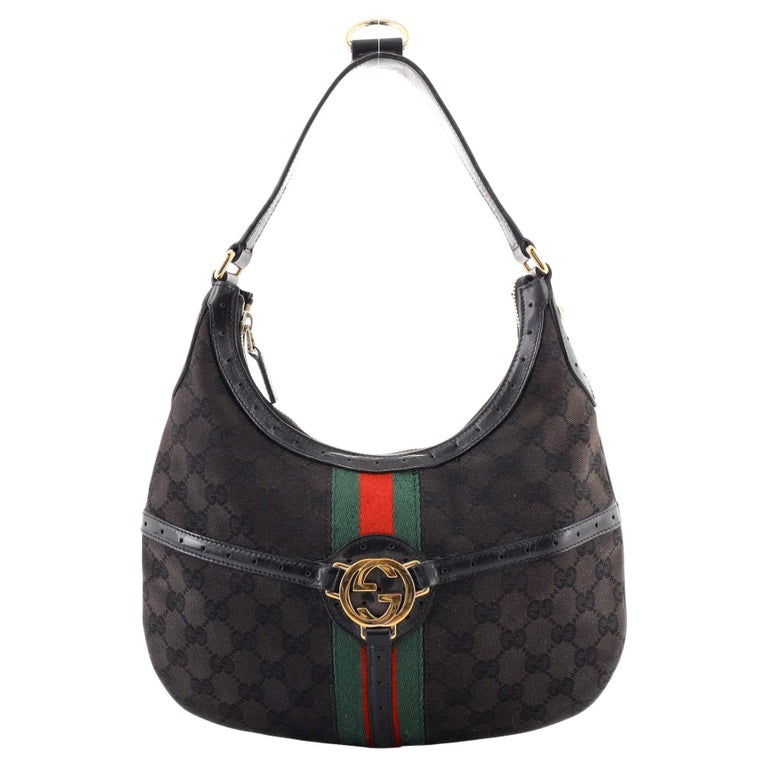 Gucci Reins Web Hobo GG Canvas Medium For Sale at 1stDibs