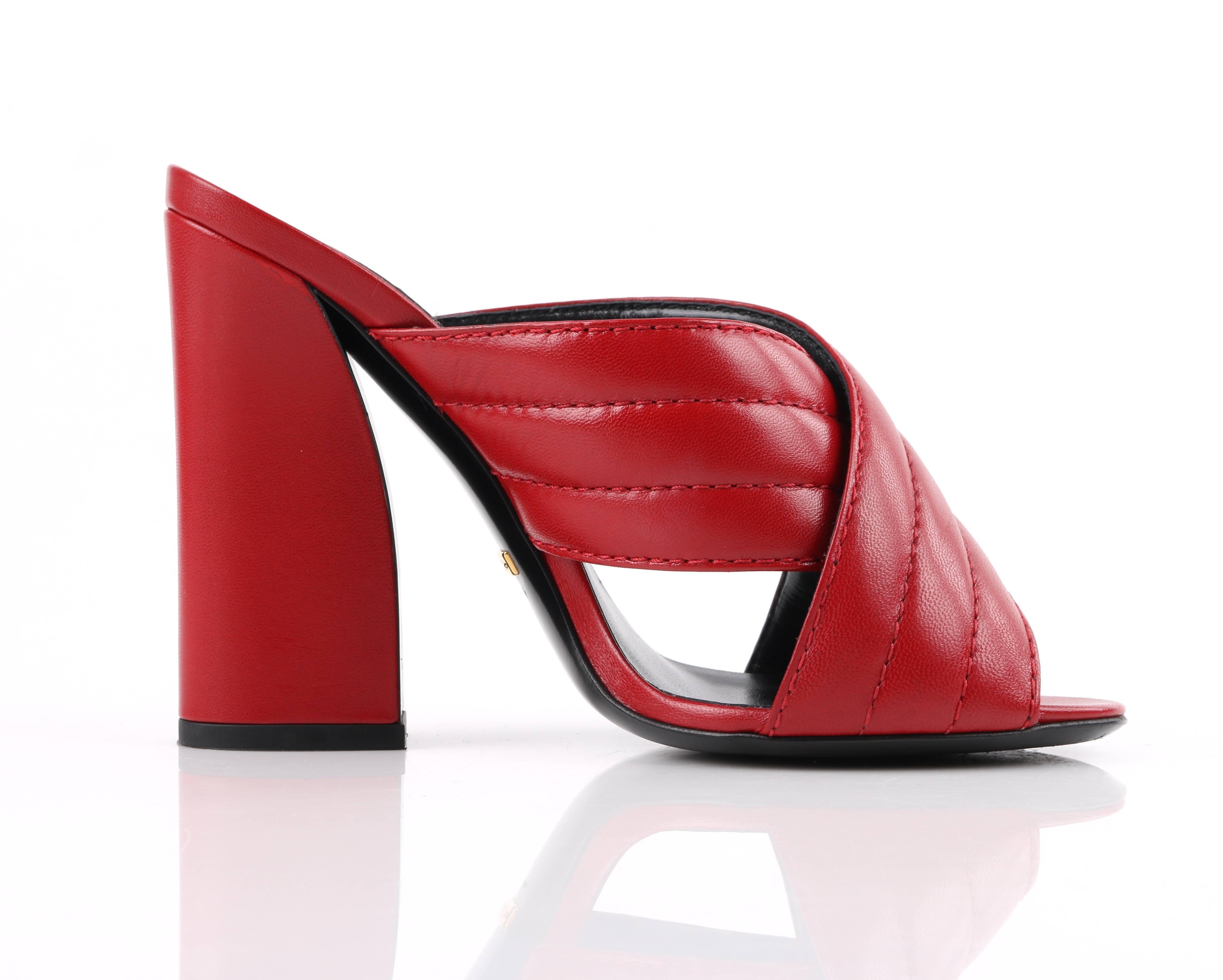 GUCCI Resort 2016 "Webby" Red Quilted Leather Crisscross Mule Sandal ...