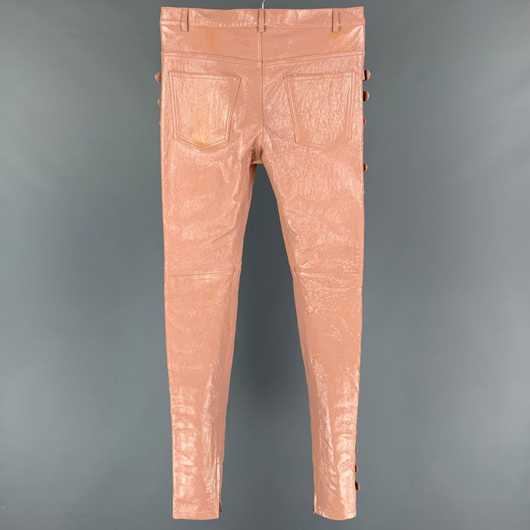 GUCCI Resort 2019 Size 32 Pink Patent Leather Side Tabs Pants For Sale ...
