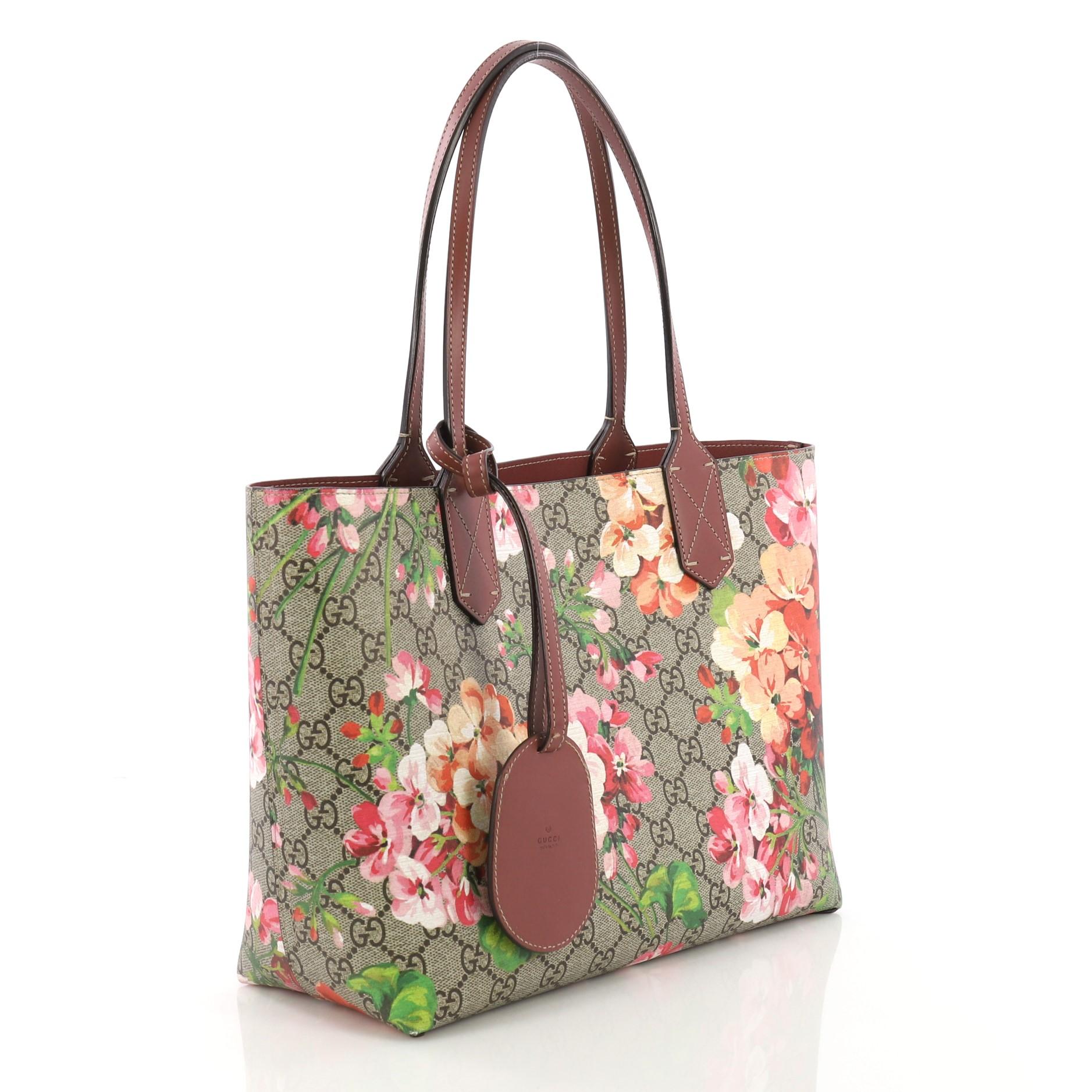 Gucci Reversible Tote Blooms GG Print Leather Small at 1stDibs