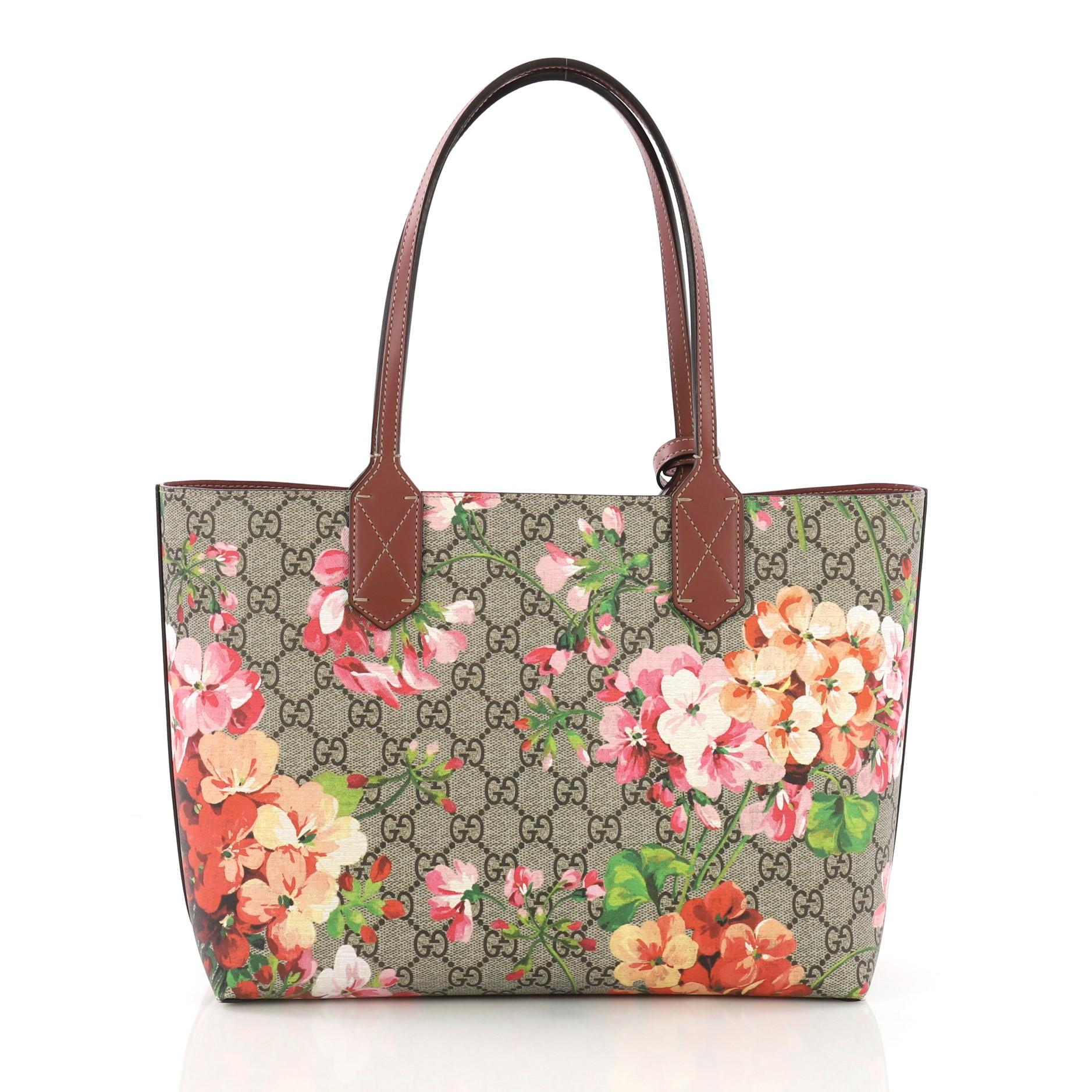 Gucci Reversible Tote Blooms Gg Print Leather Small At 1stdibs