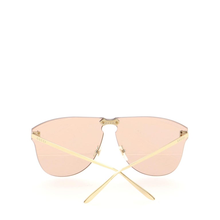Gucci Rimless Sunglasses Metal Brown, Gold For Sale at 1stDibs
