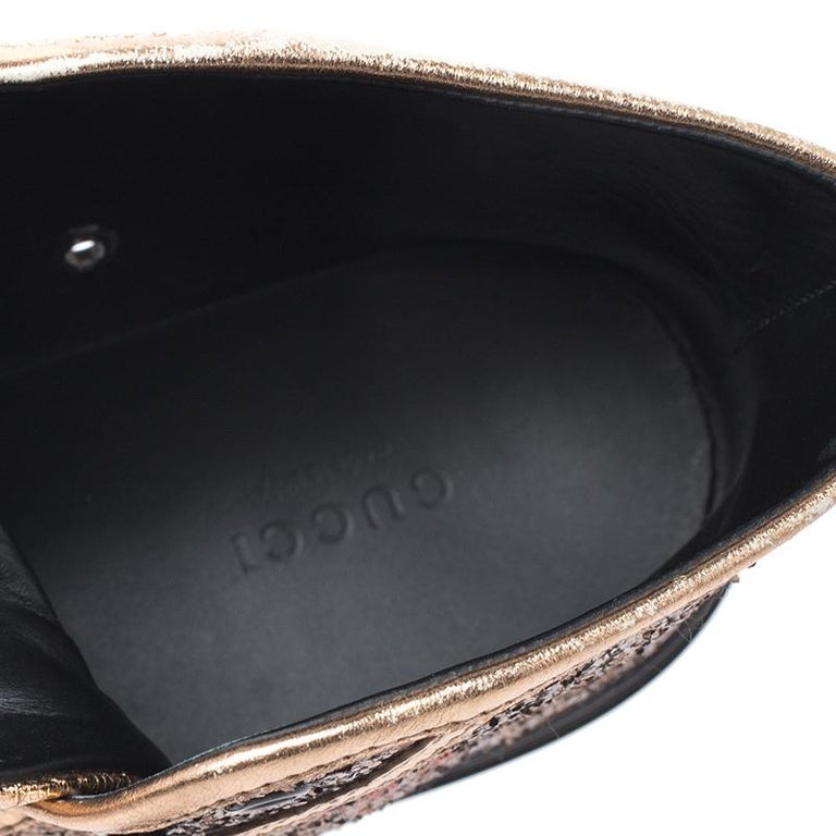 Gucci Rose Gold Glitter California High Top Sneakers Size 38 at 1stDibs