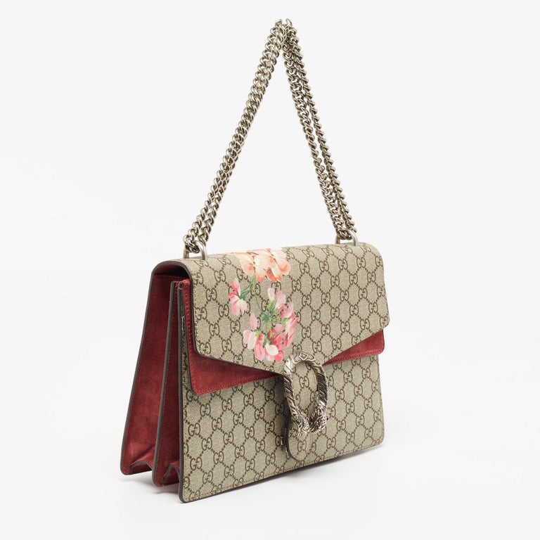 Gucci Rose Wood/Beige GG Supreme Blooms Canvas and Suede Medium ...