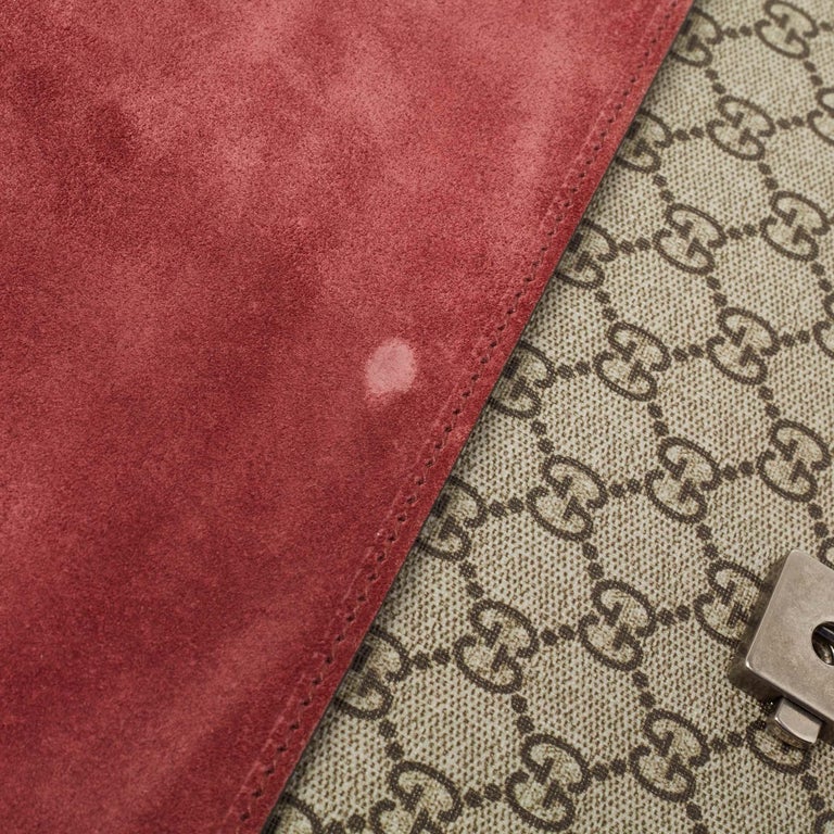 Gucci Rose Wood/Beige GG Supreme Blooms Canvas and Suede Medium ...