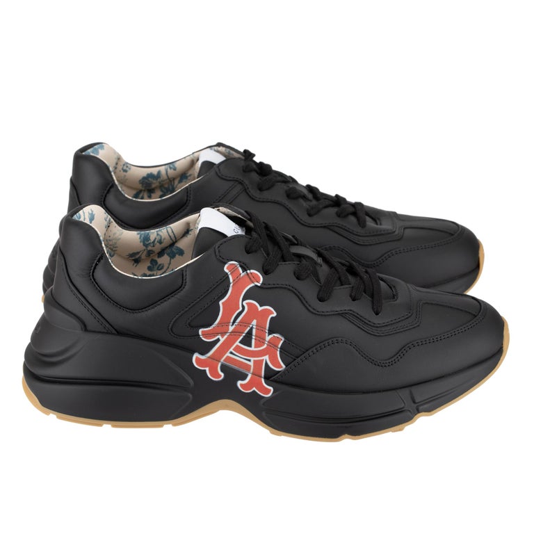 Gucci Rython Sneakers Black LA Angels Logo 7 US For Sale at 1stDibs