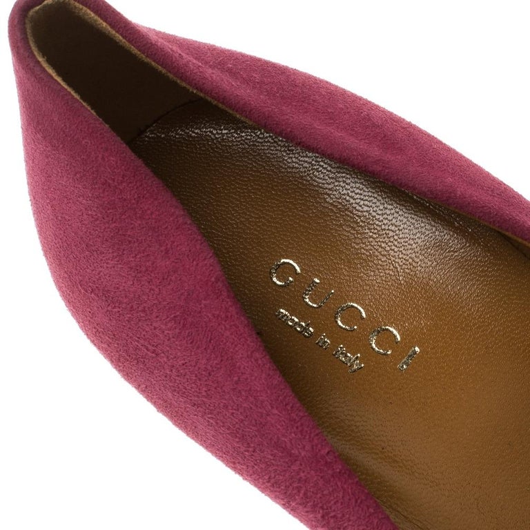 Gucci Scarlet Red Suede Platform Pumps Size 37 For Sale at 1stDibs