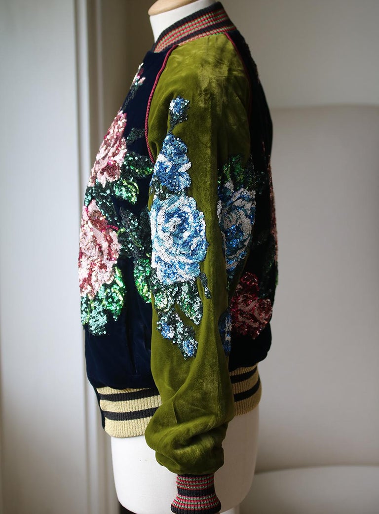 Gucci Sequin Embroidered Velour Bomber Jacket at 1stDibs | gucci sequin ...