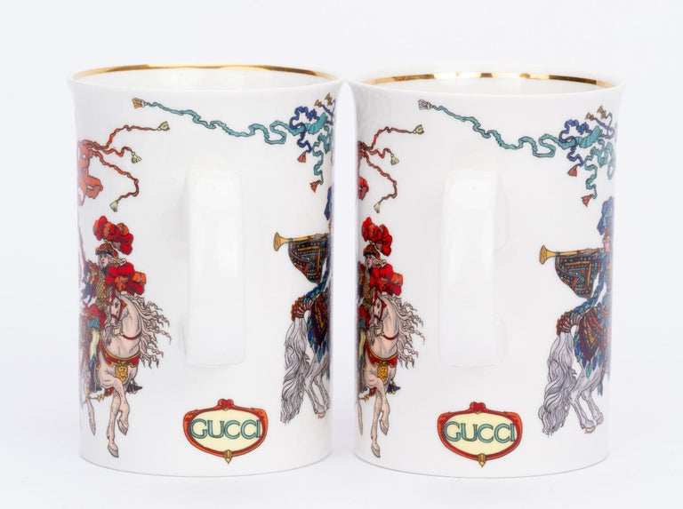 Gucci set/2 Porcelain Knights Tea Cups For Sale at 1stDibs