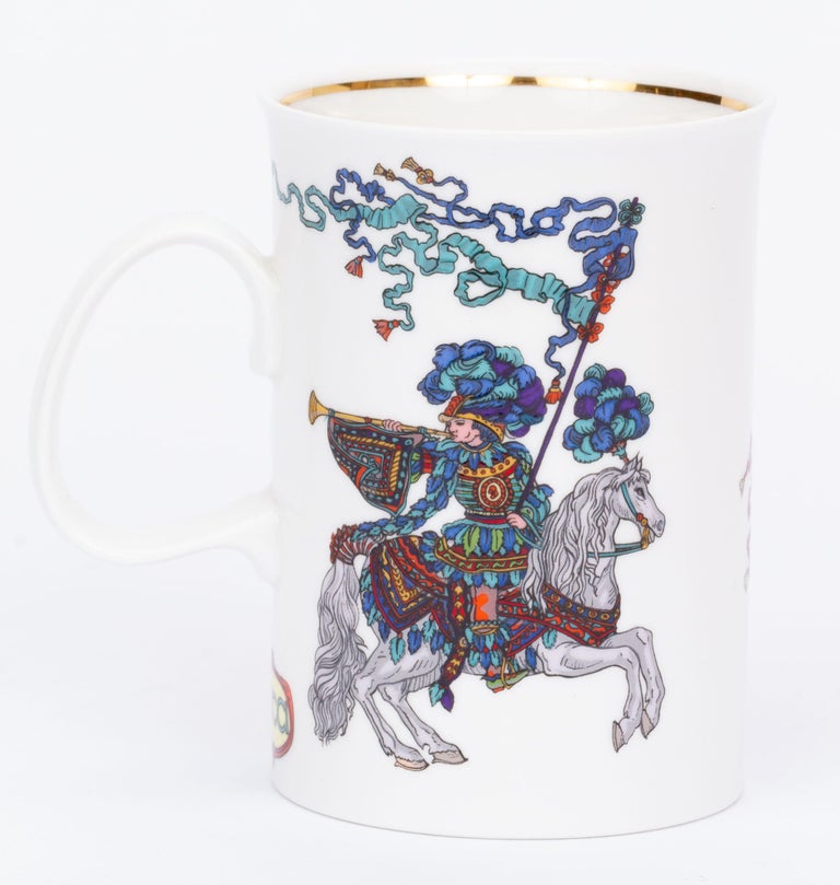 Gucci set/2 Porcelain Knights Tea Cups For Sale at 1stDibs