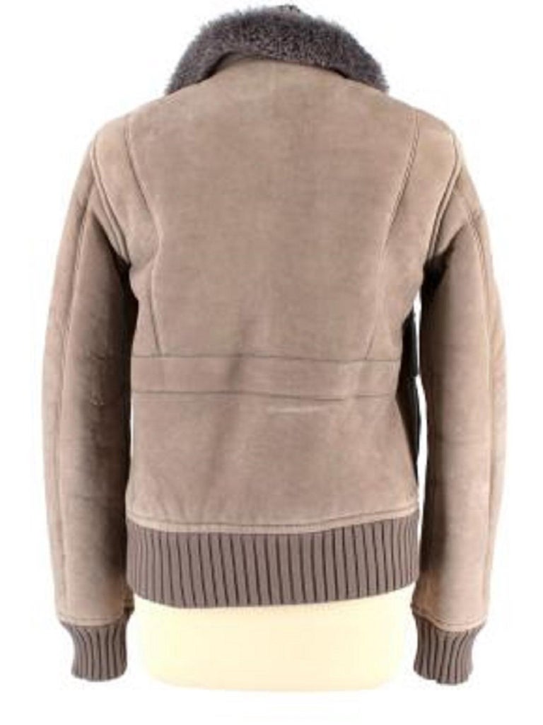 Gucci Shearling Lined Taupe Suede Jacket For Sale at 1stDibs