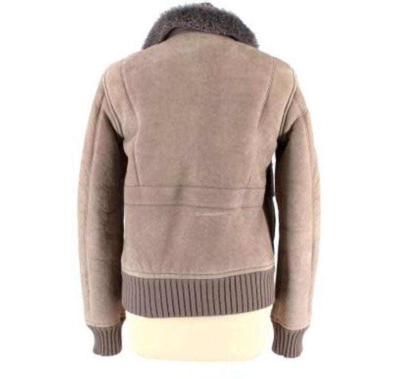 Gucci Shearling Lined Taupe Suede Jacket For Sale at 1stDibs