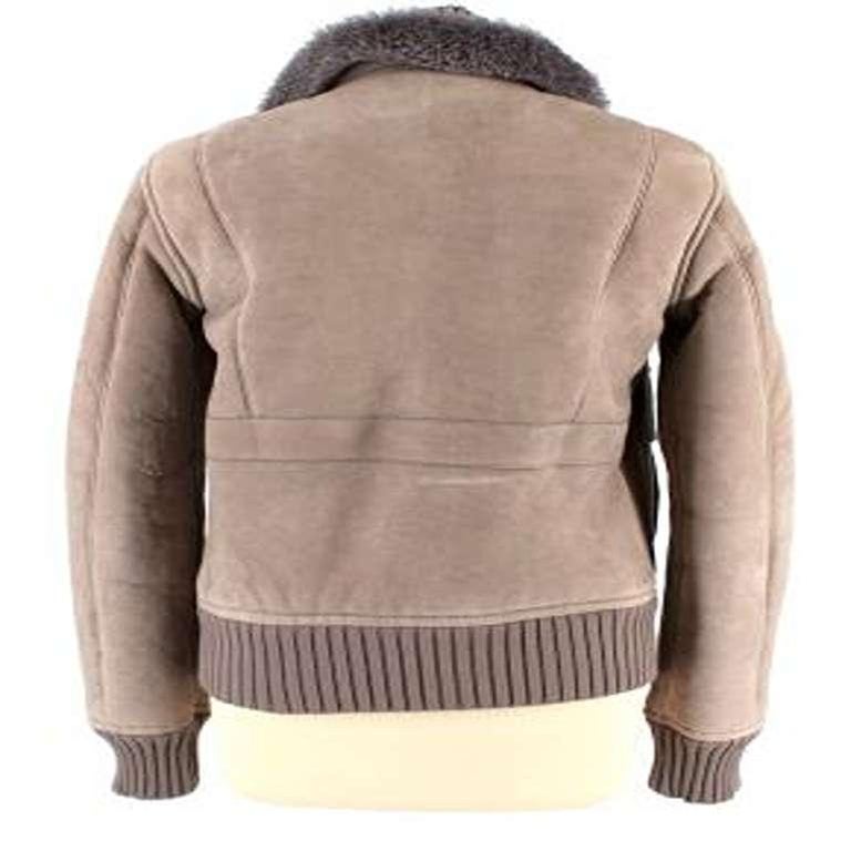 Gucci Shearling Lined Taupe Suede Jacket For Sale at 1stDibs