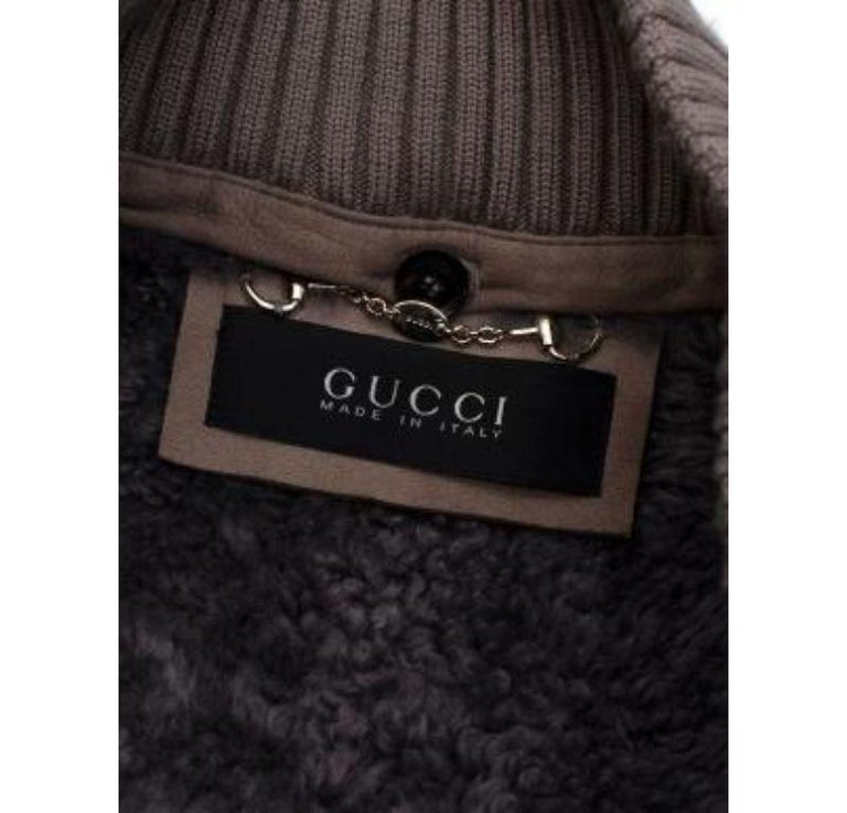 Gucci Shearling Lined Taupe Suede Jacket For Sale at 1stDibs
