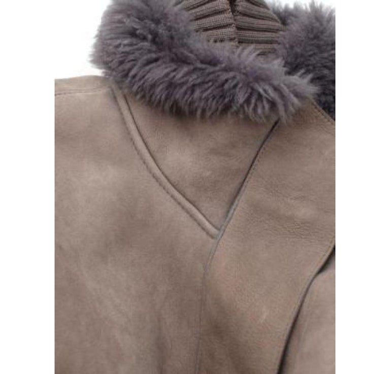 Gucci Shearling Lined Taupe Suede Jacket For Sale at 1stDibs