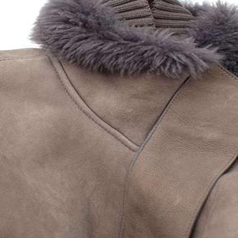 Gucci Shearling Lined Taupe Suede Jacket For Sale at 1stDibs