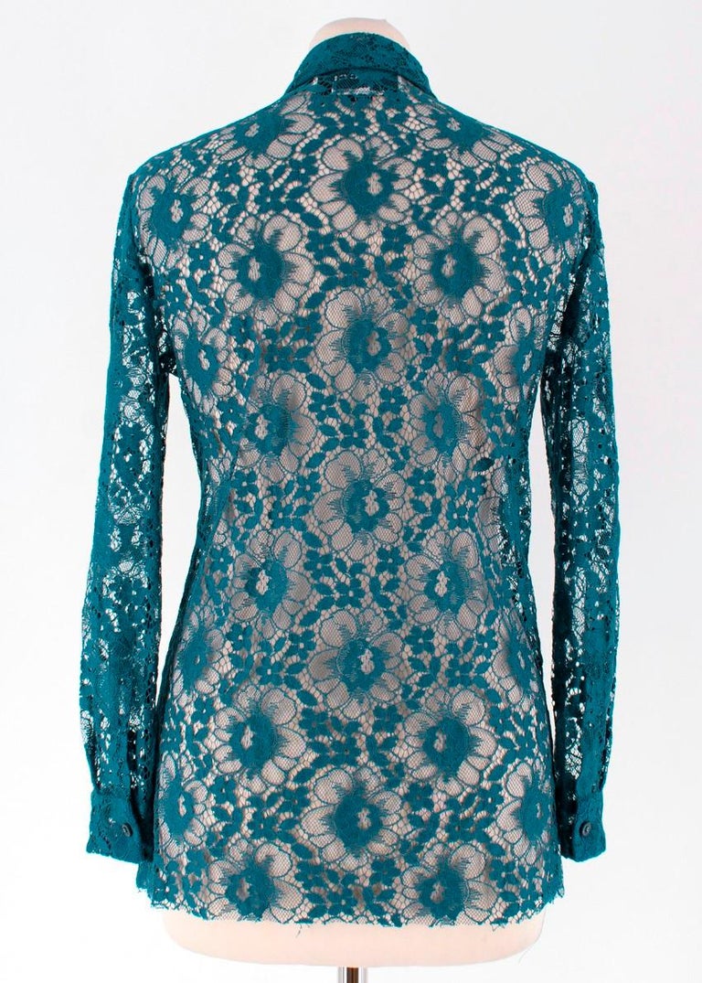 Gucci Sheer Blue Lace Embroidered Top IT 38 at 1stDibs | gucci sheer top