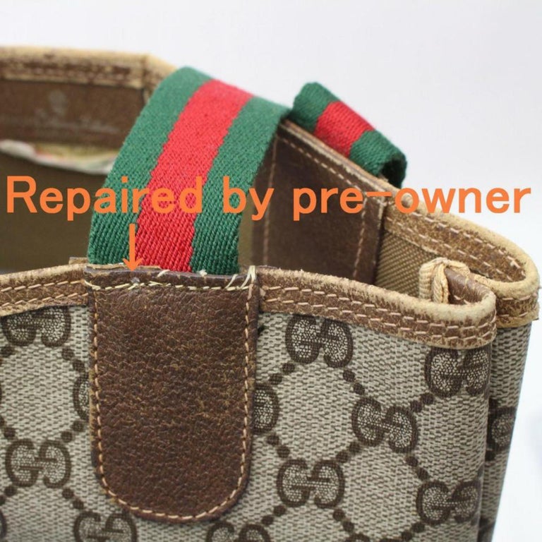 Gucci Sherry Supreme Monogam Large Web Shopper 869902 Brown Coated ...