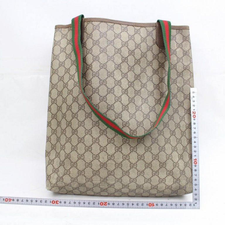 Gucci Sherry Supreme Monogram Web Large Shopper 868883 Beige Coated ...