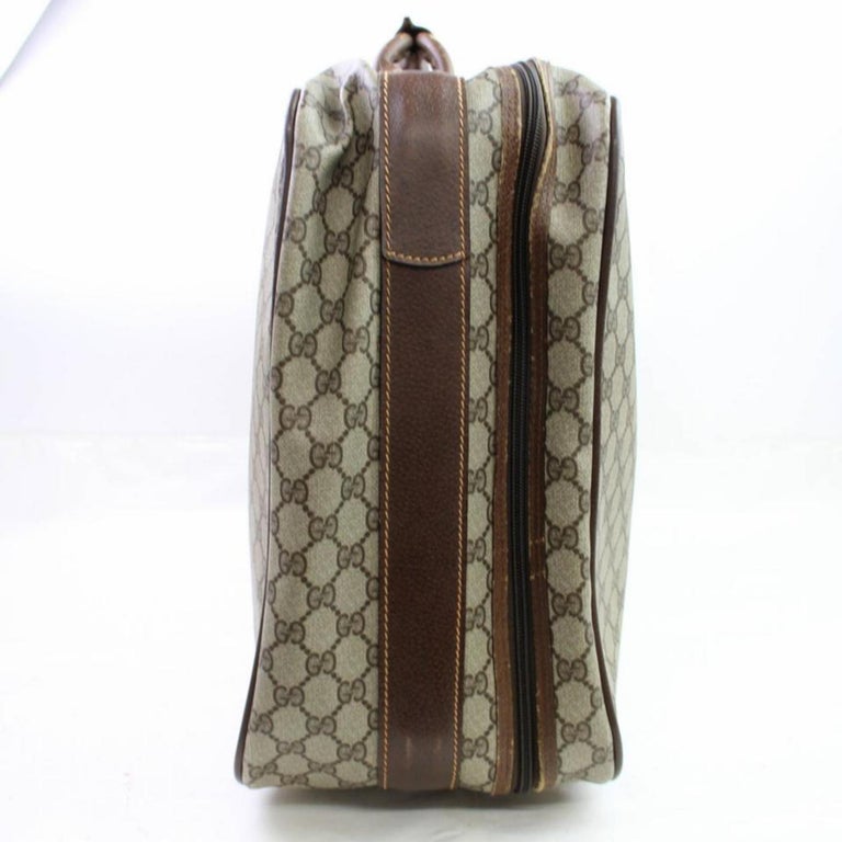 Gucci Sherry Web Supreme Suitcase 866636 Beige Coated Canvas Weekend ...