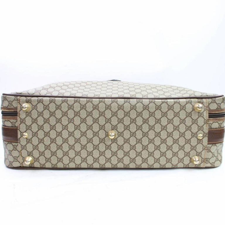 Gucci Sherry Web Supreme Suitcase 866636 Beige Coated Canvas Weekend ...