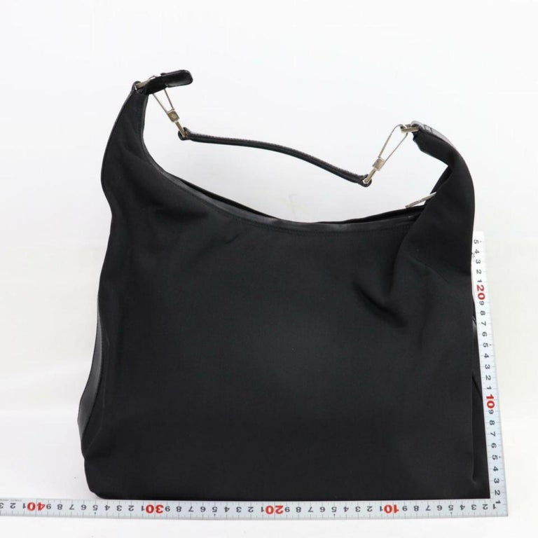 Gucci Signature Hobo 870118 Black Nylon Shoulder Bag For Sale at 1stDibs