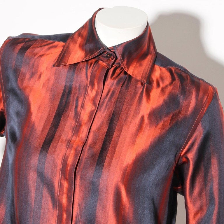 Gucci Silk Striped Top F/W 1997 RTW (Tom Ford) at 1stDibs