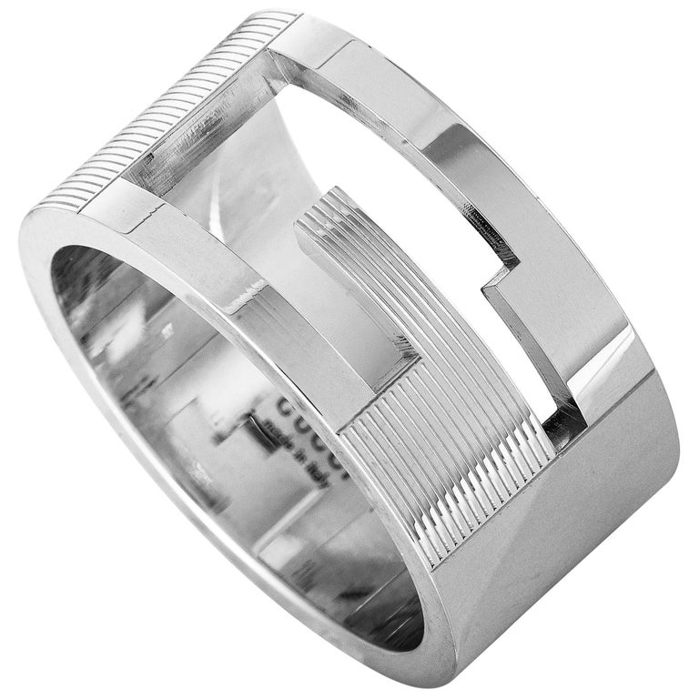 Gucci Silver Branded Ring Wide Version at 1stDibs | gucci ring, signet ...