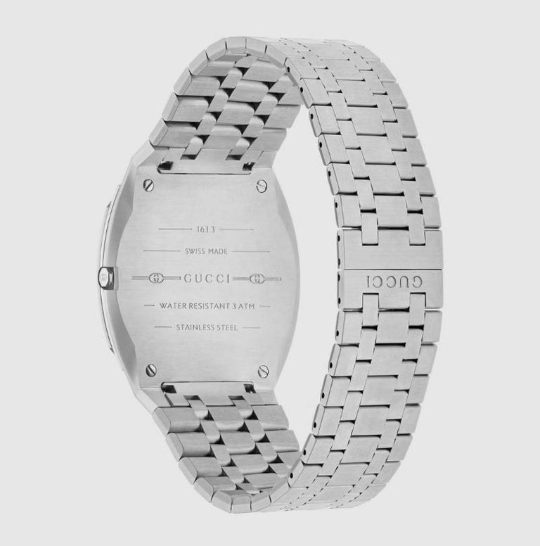 Gucci Silver Brass Dial with Interlocking G Motif Stainless Steel Watch ...