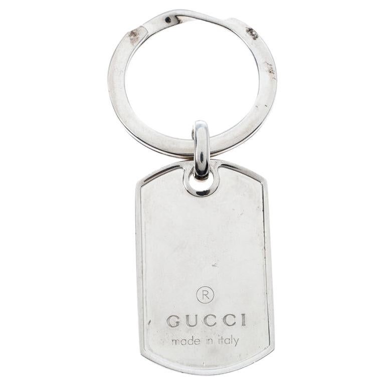 Gucci Silver Dog Tag Key Ring at 1stDibs